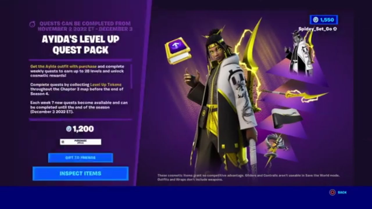 Fortnite Item Shop (November 2nd)- New AYIDA'S LEVEL UP QUEST PACK - YouTube