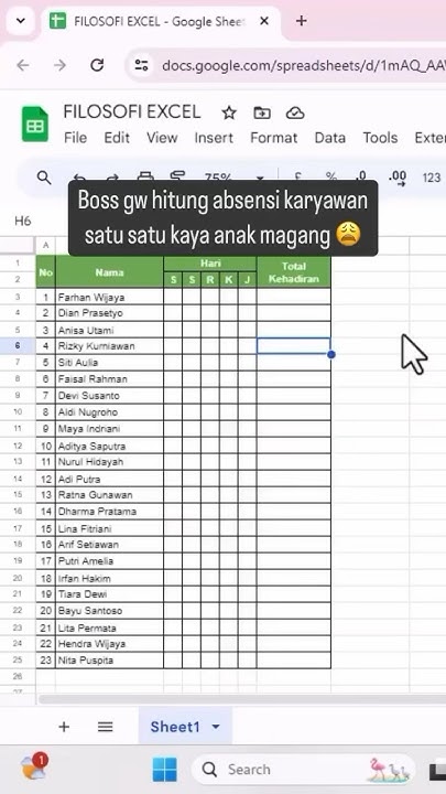Hitung absensi otomatis di EXCEL #excel #exceltips #exceltricks #tutorexcel #belajarexcel - YouTube