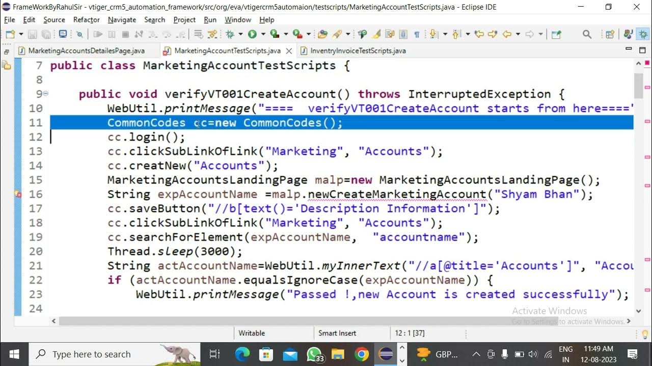 12 August 2023 Framework Private Variable concept by Rahul Sir - YouTube