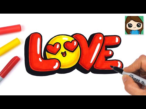 How to Draw LOVE Bubble Letters with Love Emoji | Safe Videos for Kids
