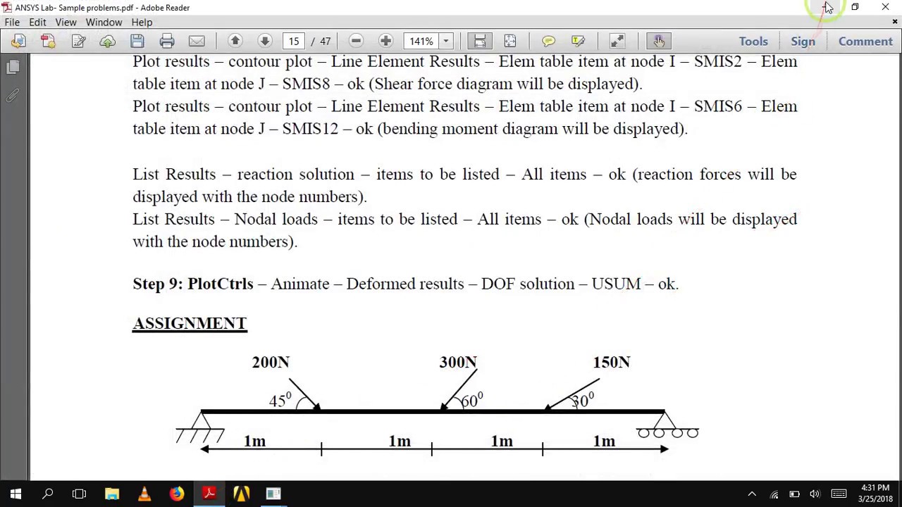 Beam with angular loads, one end hinged and at the other end roller ...
