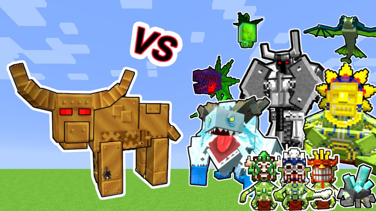 Bronze Bull Vs. Mowzie's Mobs Monsters in Minecraft - YouTube