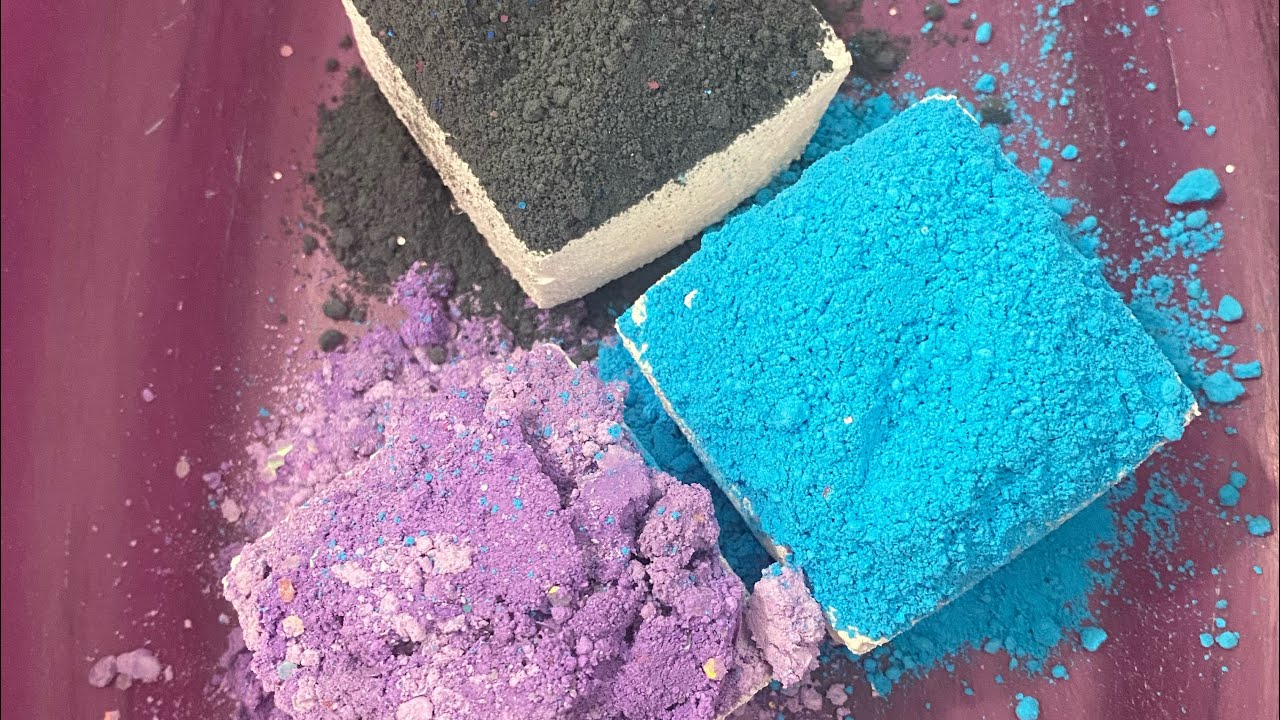 Pj blocks with coloured powder toppings 💜🩵🖤 - YouTube