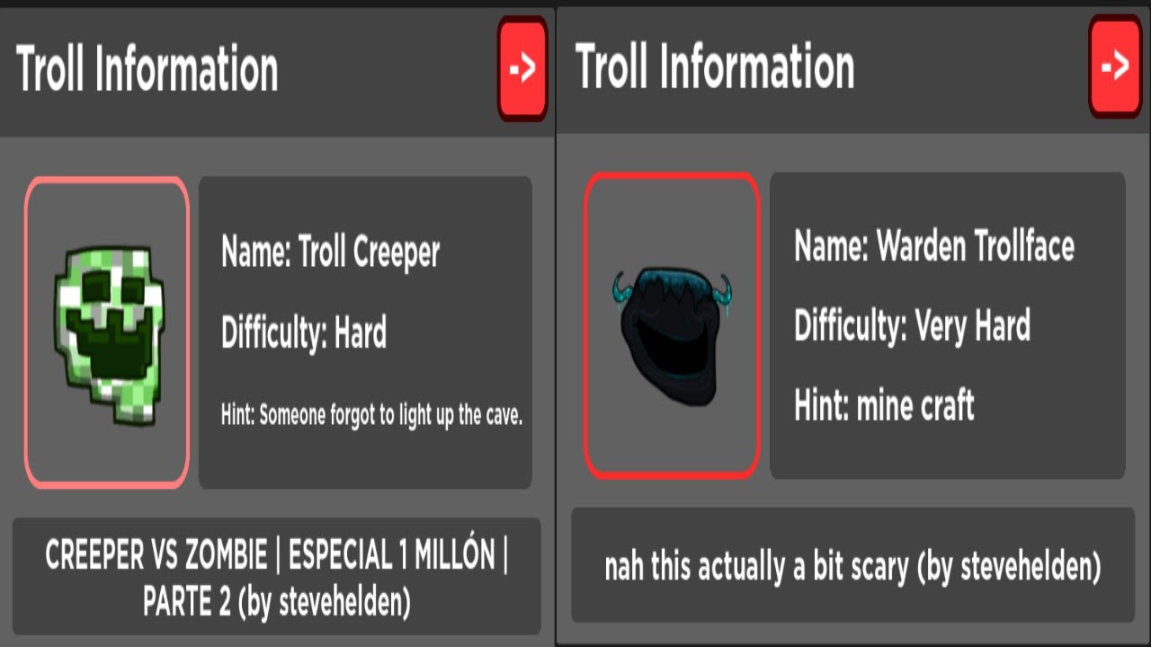 How to get Troll Creeper and Warden Trollface (FTTF RM) - YouTube