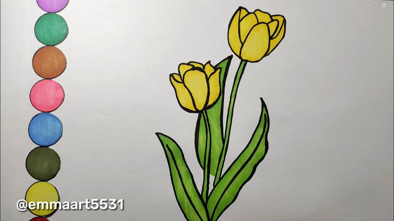 Menggambar Bunga Tulip Dengan Mudah | Gambar Untuk Anak Anak - YouTube