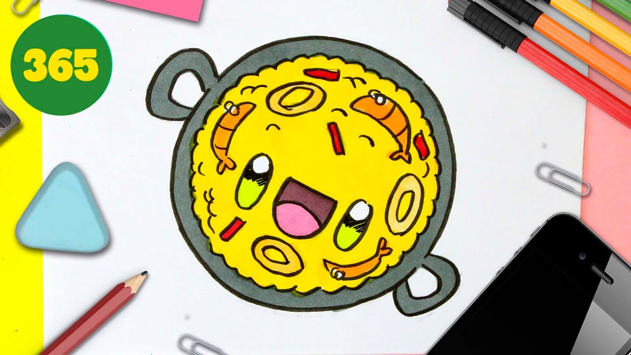 How to Draw a Cute and Kawaii Paella – Step by Step Tutorial - YouTube