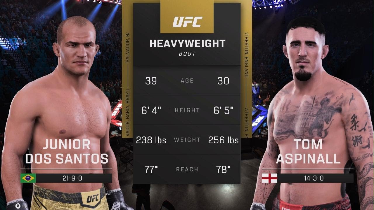 JUNIOR DOS SANTOS vs. TOM ASPINALL - Heavyweight Division (CSG Fight Night 28) - YouTube