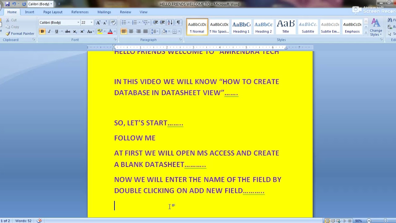 HOW TO CREATE DATABASE IN DATASHEET VIEW YouTube HOW TO CREATE DATABASE IN DATASHEET VIEW YouTube