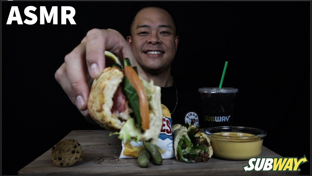 ASMR Subway Sandwich with Cheese Sauce MUKBANG *real eating sounds* (no ...