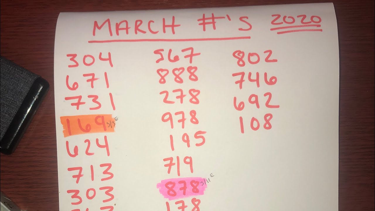 PICK 3 WIN!! MARCH LIST $160 BOX HIT! Combos to play for 3-12-20 - YouTube