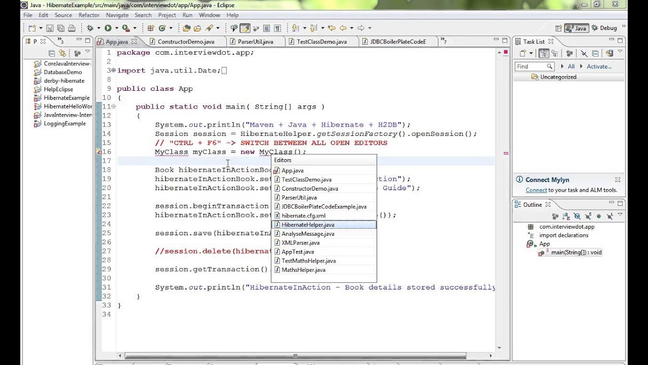 CTRL F6 SHORTCUT KEY ECLIPSE IDE SWITCH BETWEEN EDITORS - YouTube