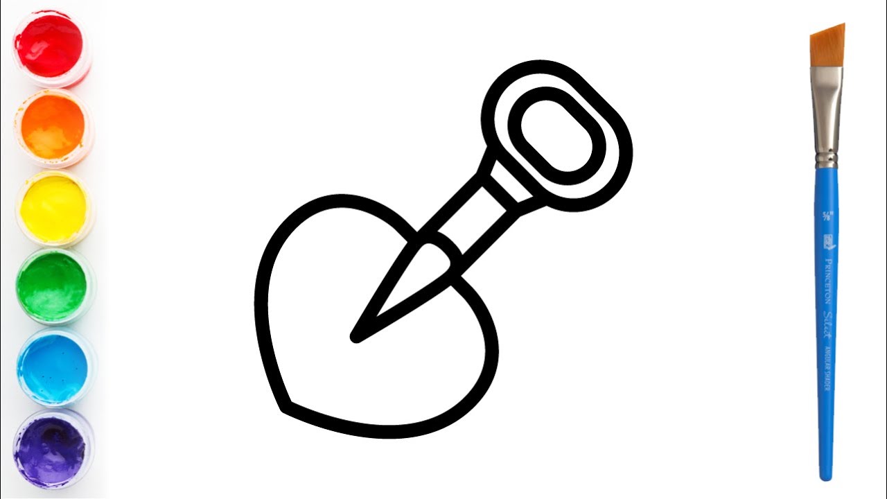 How to draw a shovel easy steps for children, kids, beginners - YouTube