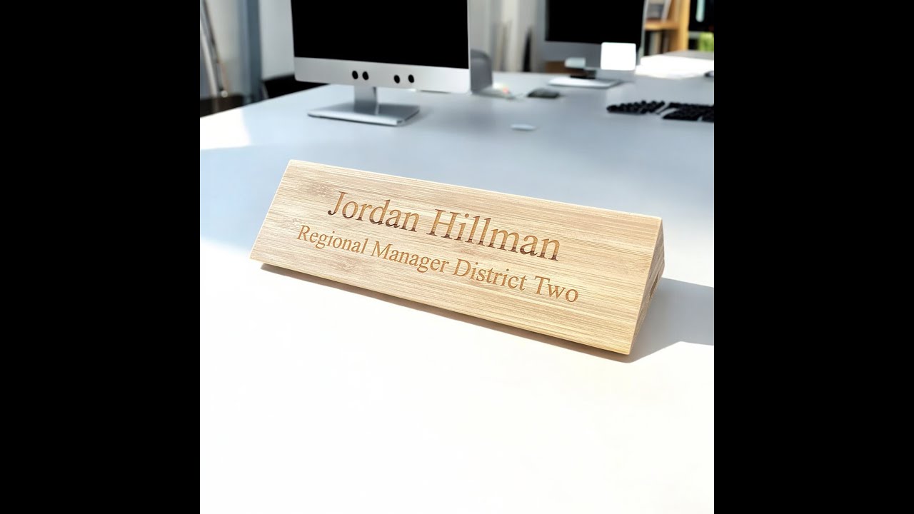 Personalised business desk name plate - custom engraved with any ...