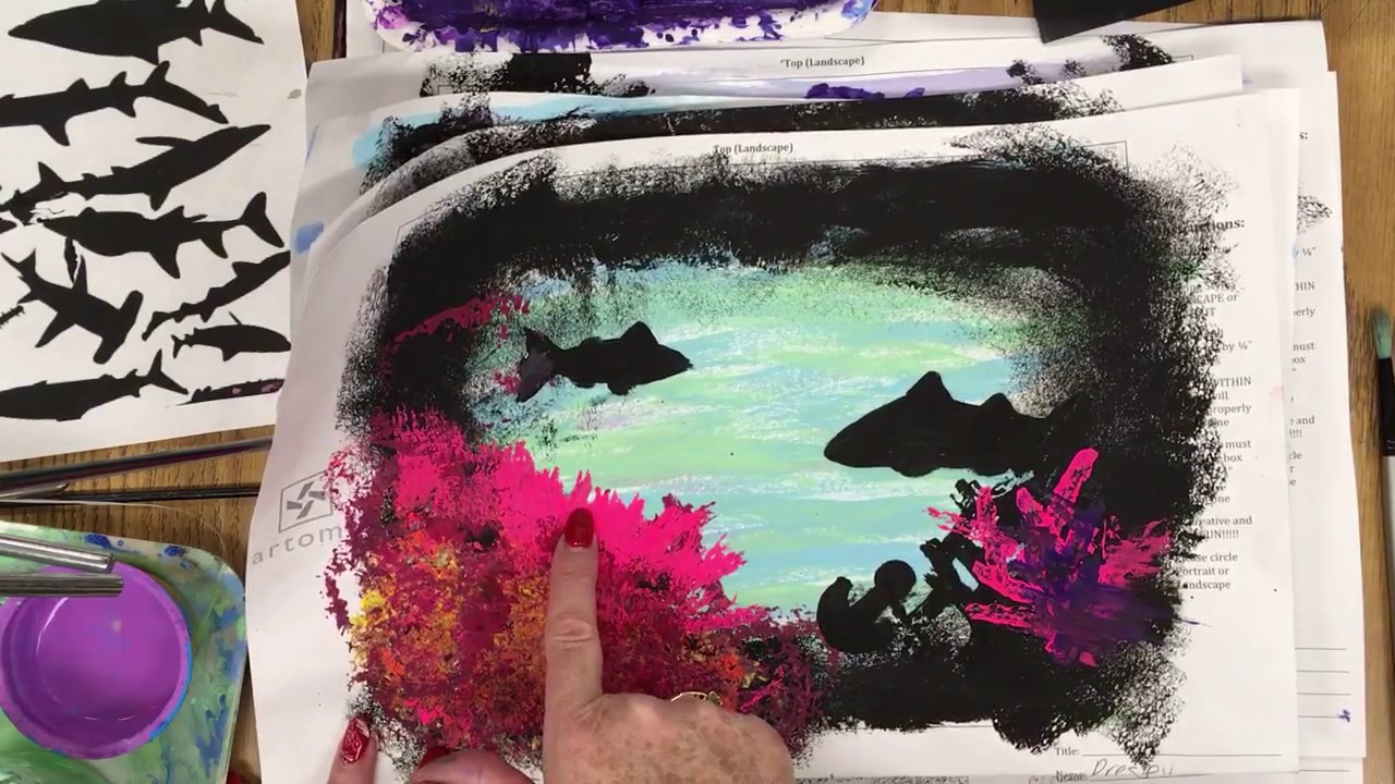 Quick and Easy Art: Shark Cave for Kids, Printing with Sponges! - YouTube