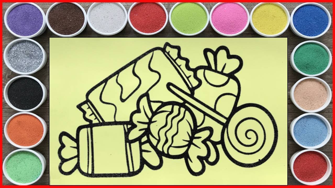 Colorful sweet candies sand painting - How to painting candies with ...