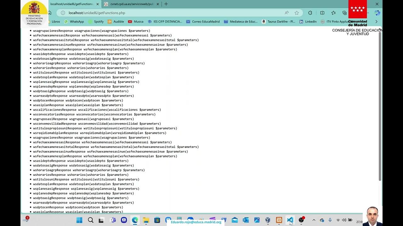IES. Ignacio Ellacuría. getFunctions APache PHP SOAP. Prof. Ingeniero Inform. Eduardo Rojo ...
