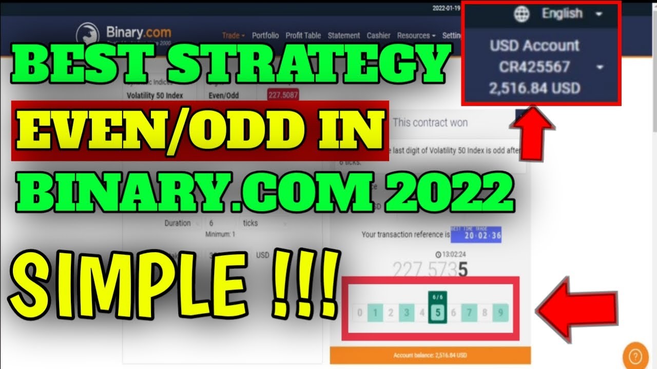 Best Strategy Even/Odd in Binary.com 2022 - Duration 6 Ticks - 100% Successfull | Trading Binary ...