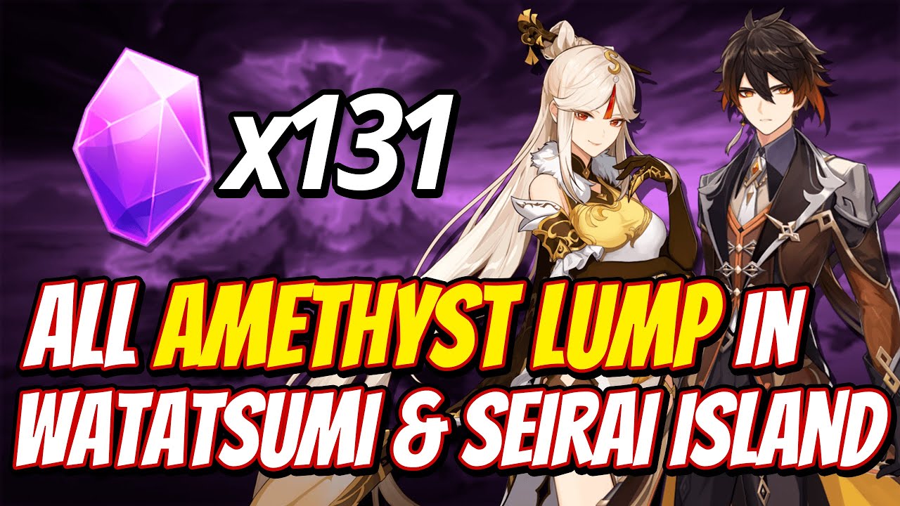 All Amethyst Lump in Watatsumi & Seirai Island FAST FARMING ROUTE ...