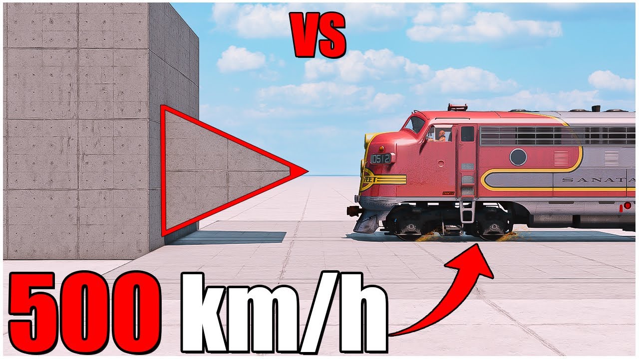Beamng Drive | Train VS Sharp Edge Wall 500 km\m 🔥 | Car Body Testing ...