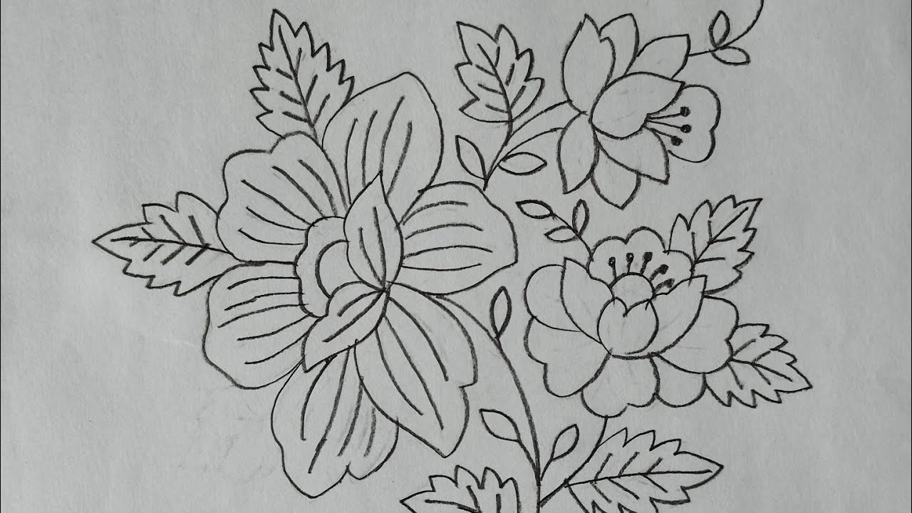 The Free Hand Drawing, Aplic Work Flower Design - YouTube