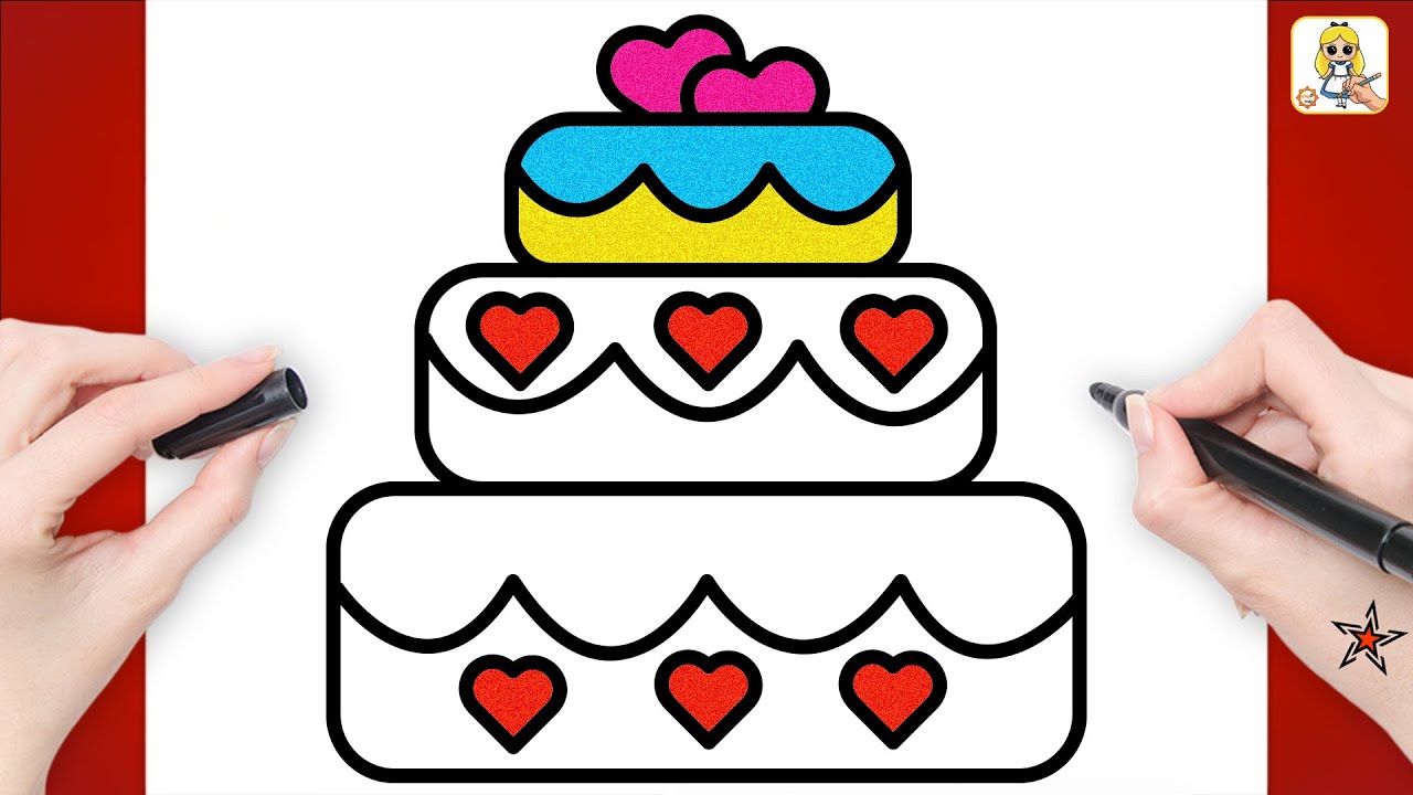 Birthday Cake Drawing in Easy Steps | Let's Learn How to Draw Love ...