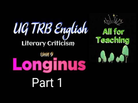 Longinus - Literary Criticism - UG TRB English - All for Teaching - YouTube