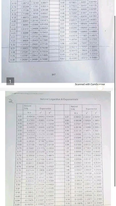 Natural Logarithm And Exponential Table For 4th Sem FRM Finance Subject ...