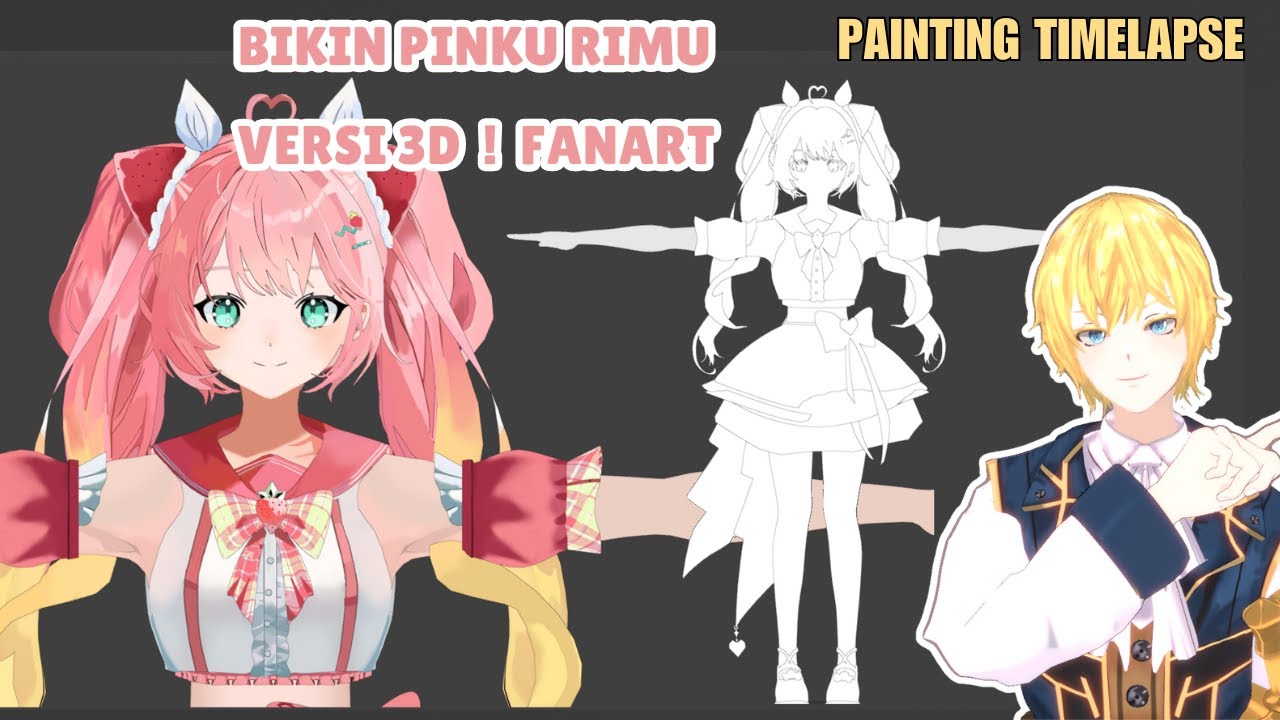 3D VTUBER MODELING 3D Fanart PINKU RIMU RE:MEMORIES PART 2 : TEXTURING TIMELAPSE - YouTube