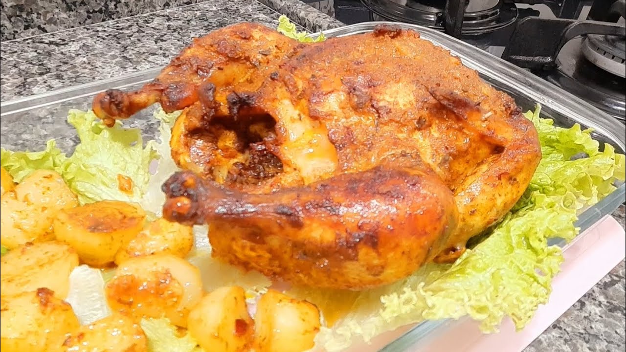 Frango simples assado no forno com batatas - YouTube