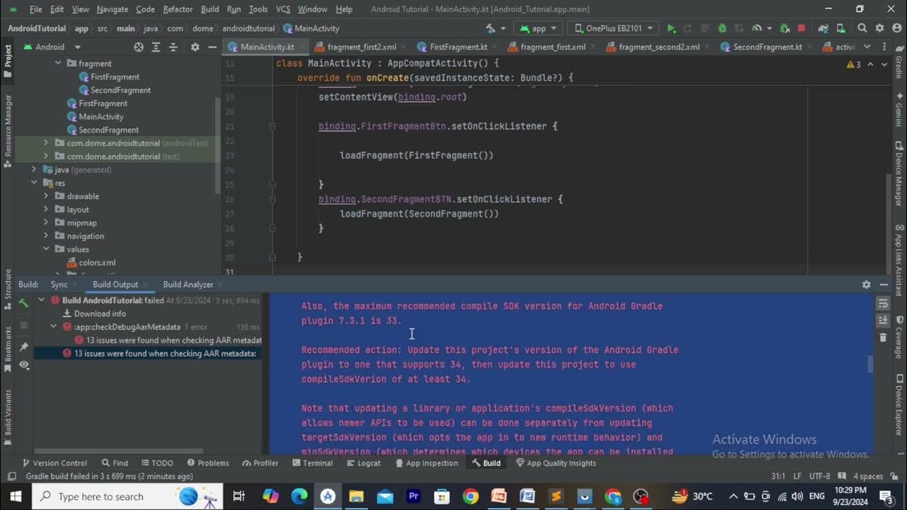 Fix 13 issues were found when checking aar metadata Update Android Gradle Plugin & CompileSDK to ...