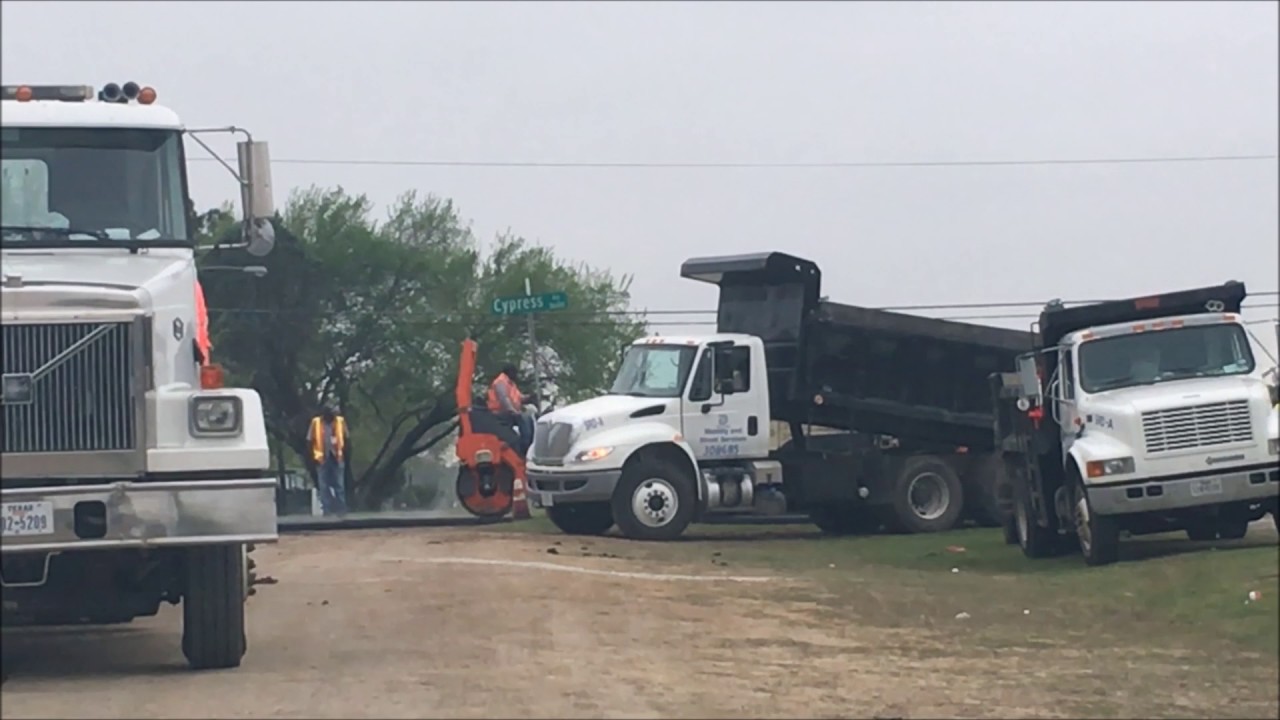 Dump Truck Dumping Asphalt Mix - YouTube