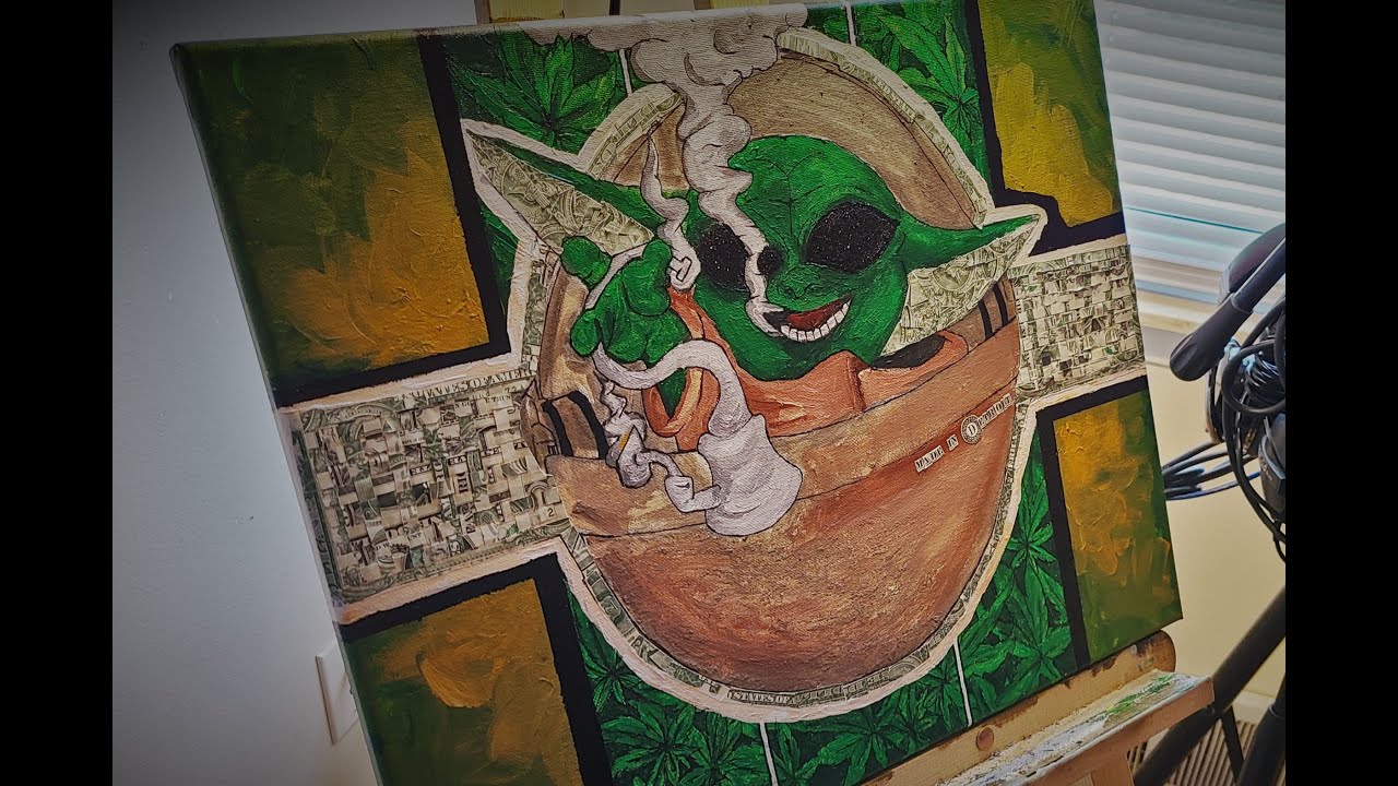Painting Baby Yoda Taking a Dab Toke with Chuck Lee Time Lapse Feat ...