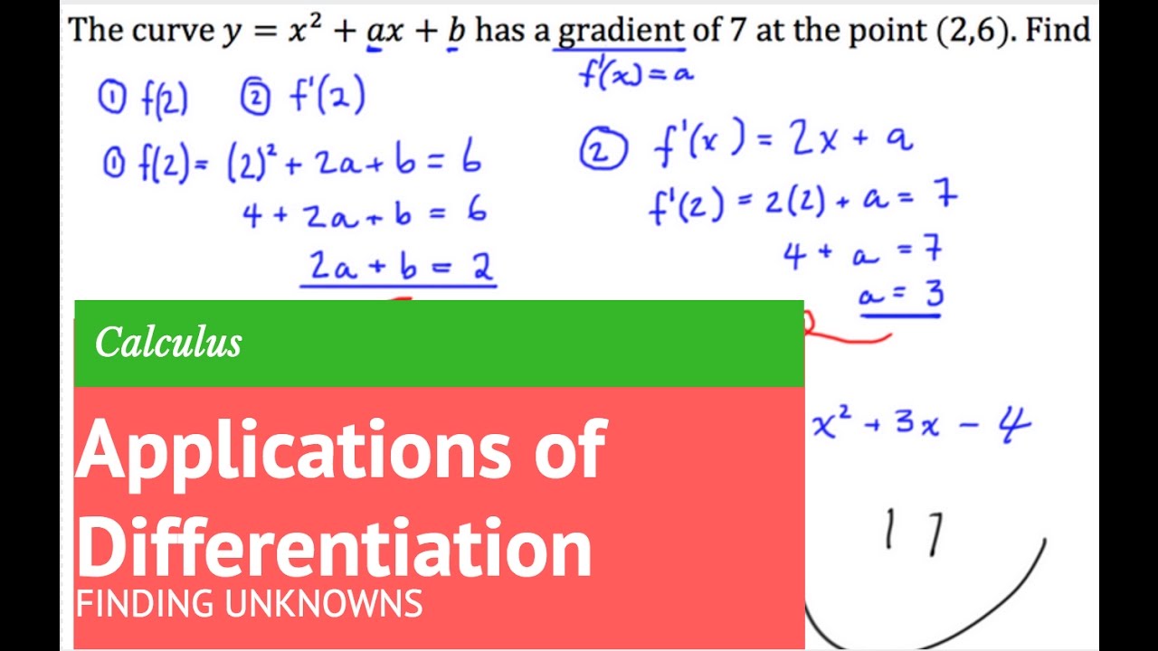 Applications of Differentiation: Finding Unknowns - YouTube