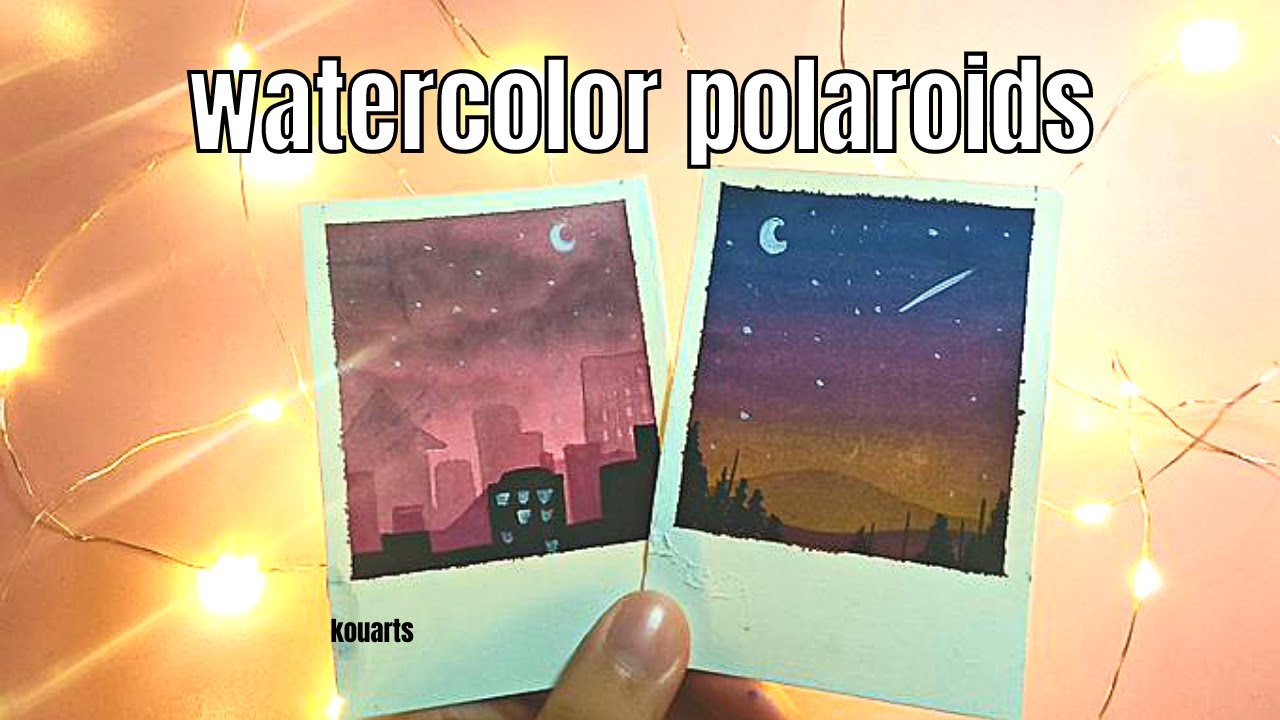 67.) watercolor polaroids // easy for beginners ☁️ - YouTube