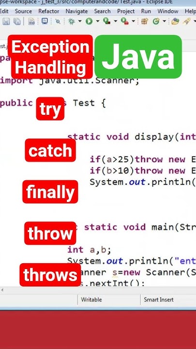 Exception handling java try catch finally throw throws - YouTube