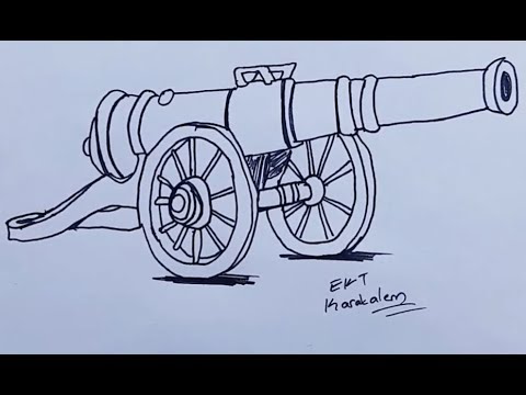 Çok Kolay Savaş Topu Resmi Çizimi - 18 mart Çanakkale ile ilgili Çizim #17