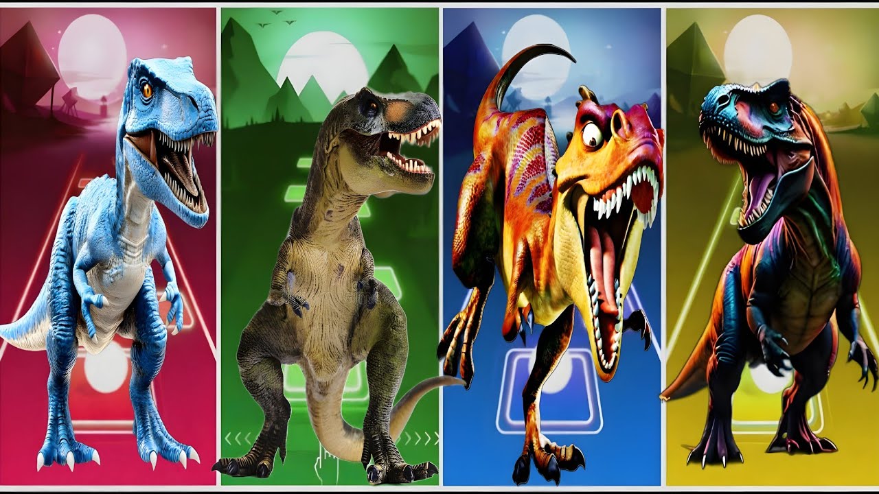 Epic Dino Run in Tiles Hop EDM Rush | Raptor T-Rex Music Jump Adventure ...