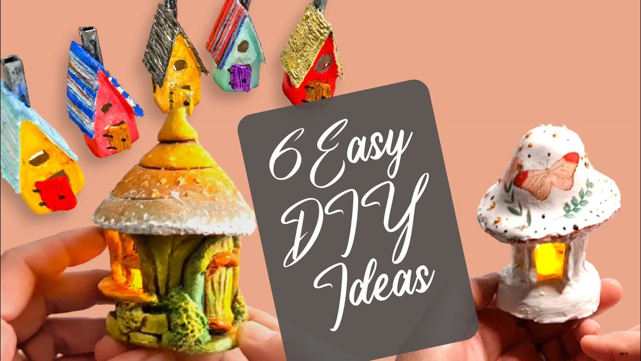 6 Mini House DIY Ideas Using Homemade Air Dry Clay/ Texture Paste and ...