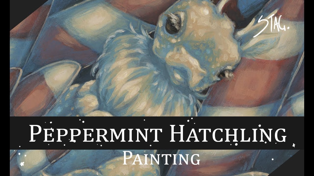 Peppermint Dragon Acrylic fantasy painting - YouTube