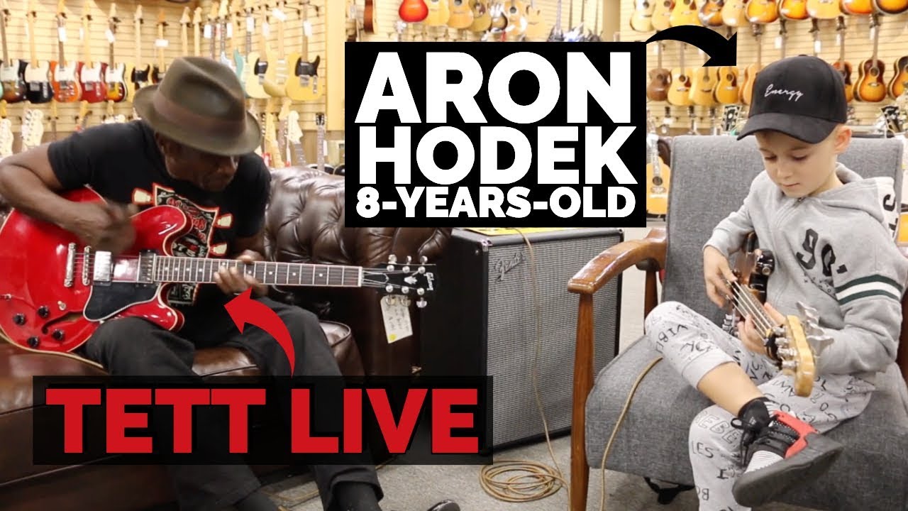 8-years-old Aron Hodek jamming with Ed Tett at Norman's Rare Guitars ...
