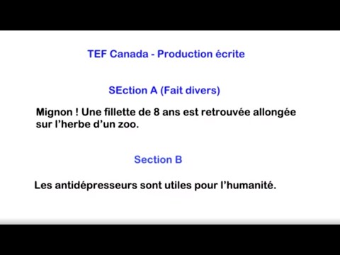 Tef canada production ecrite, Section Afait divers, section b letter # ...