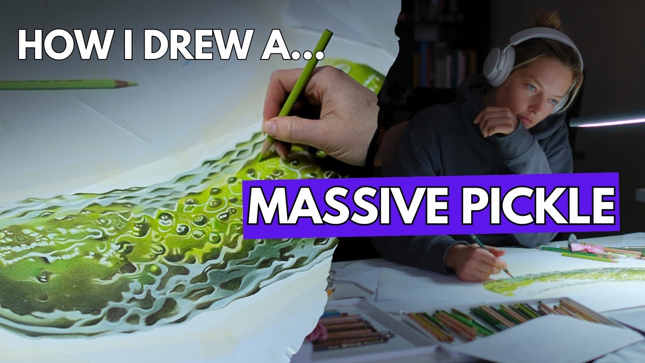 How I drew a MASSIVE PICKLE using colouring pencils - YouTube