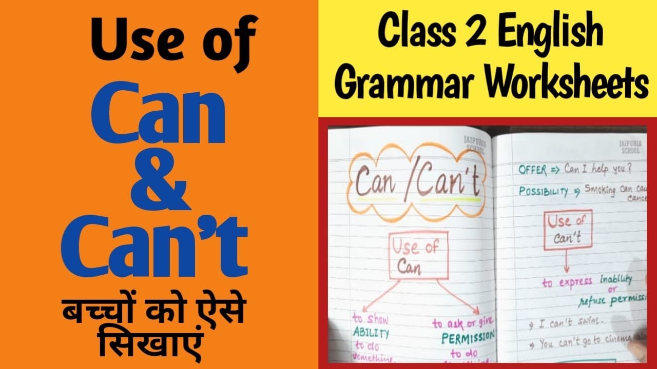 Can & Can't | Use of Can & Can't | Class2 English Grammar | Class2 Can ...