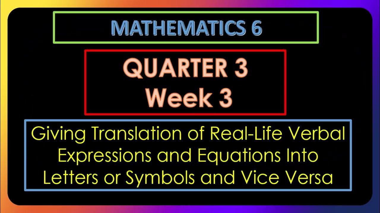 MATH 6 QUARTER 3 WEEK 3 - YouTube