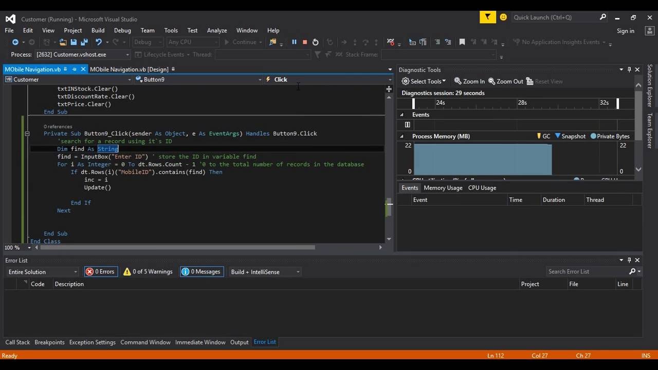 Visual Basic - Search/ find button for a particular record - YouTube