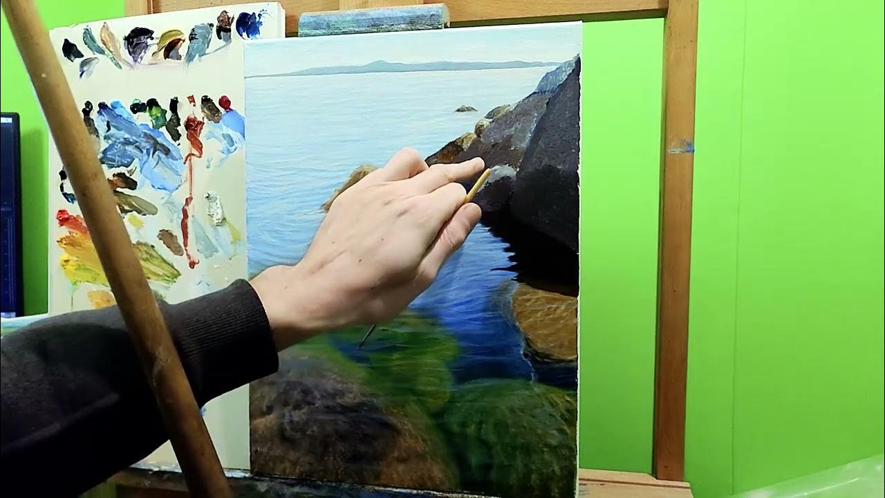 Простой способ нарисовать прозрачную воду как нарисовать камни под