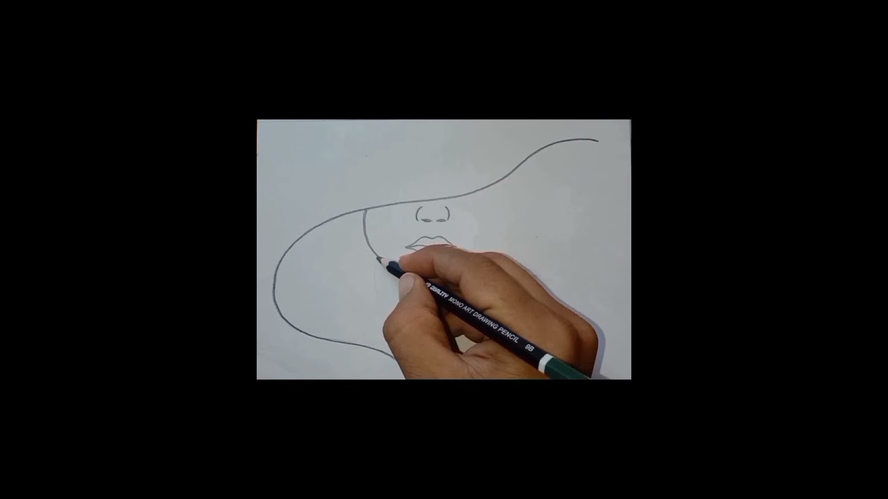 girl half face pencil sketch #pencil drawing #drawing - YouTube