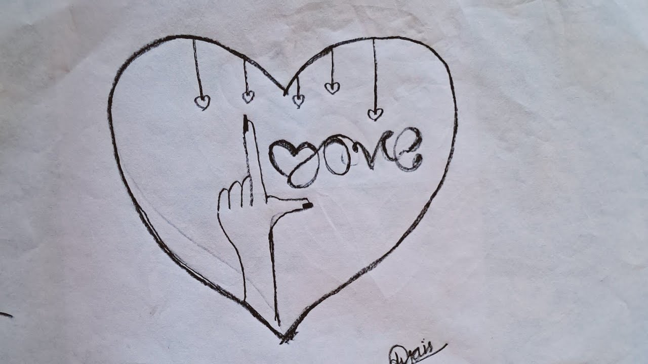 How to draw a heart love drawing with hand || easy drawing for ...
