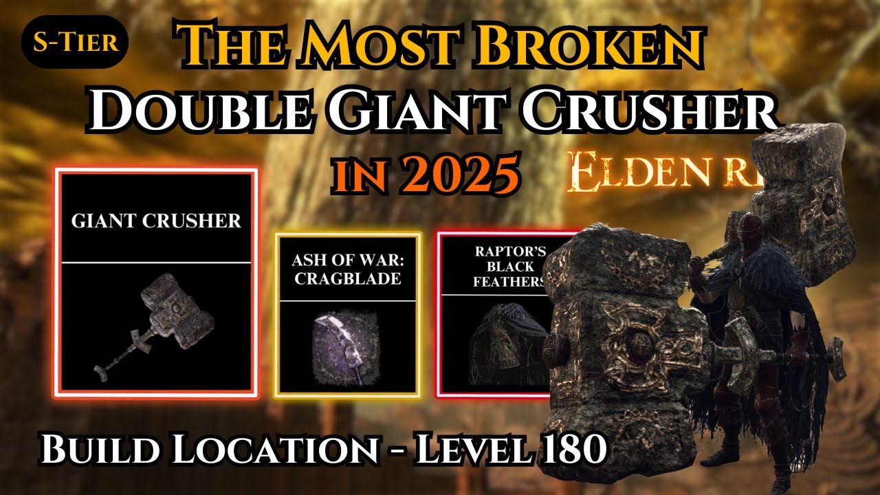 Double Giant Crusher Level 180 Broken Build 2025 Elden Ring + DLC ...