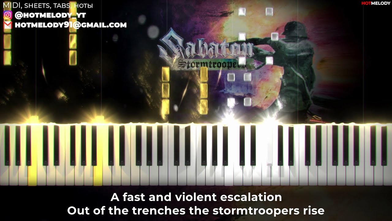 SABATON - Stormtroopers piano karaoke cover lyrics - YouTube
